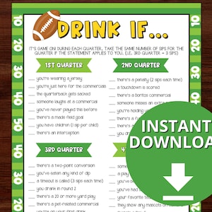 Football Drink If Game, Adult Drinking Game for Football Party - Etsy