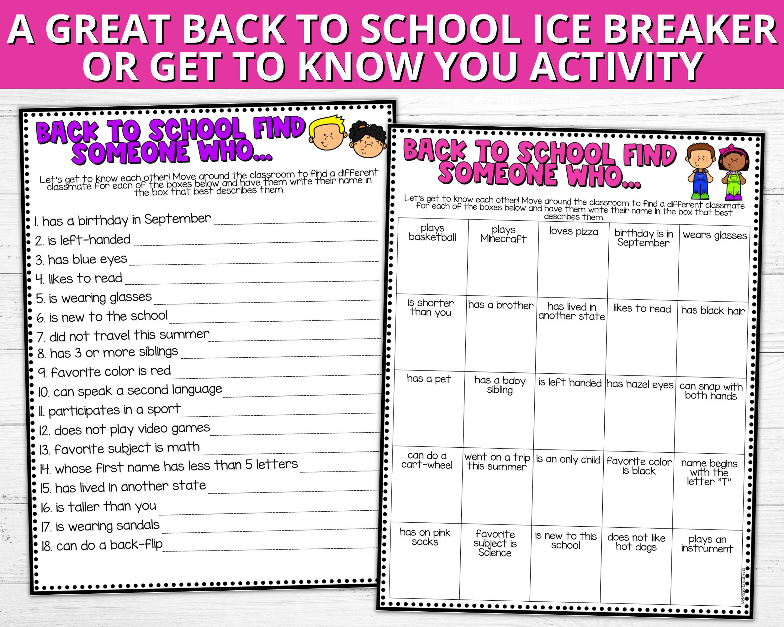 Find Someone Who Back to School Activity, Get to Know You Activity for ...
