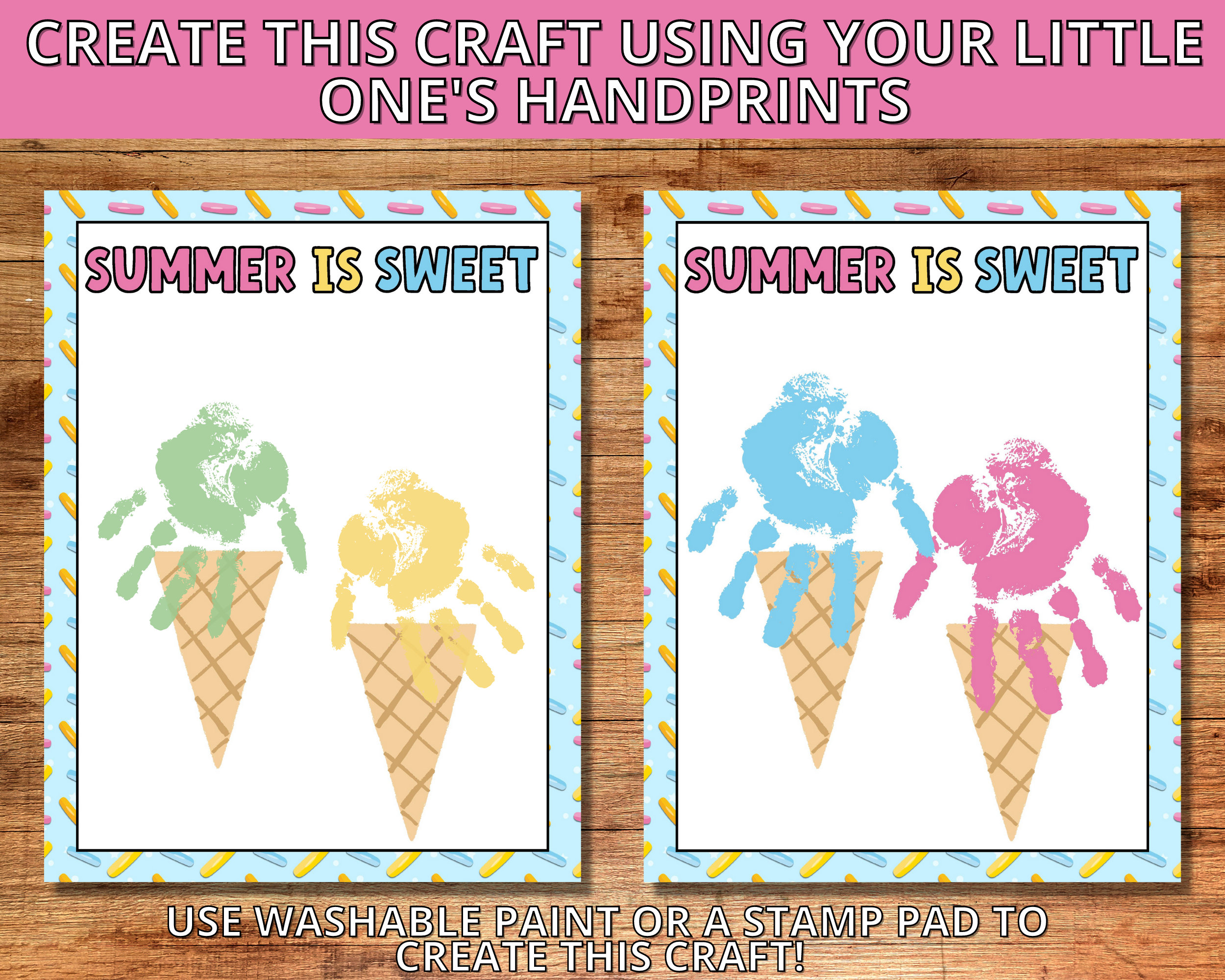 Kids Summer Handprint Art, Summer Activities for Kids, Summer-themed ...