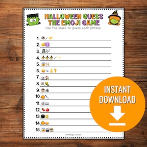Halloween Guess the Emoji Game, Halloween Activities, Printable ...