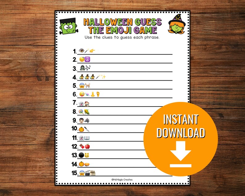 Halloween Guess the Emoji Game, Halloween Activities, Printable ...