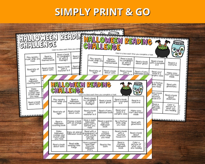 Halloween Reading Challenge for Kids, Printable Reading Challenge ...