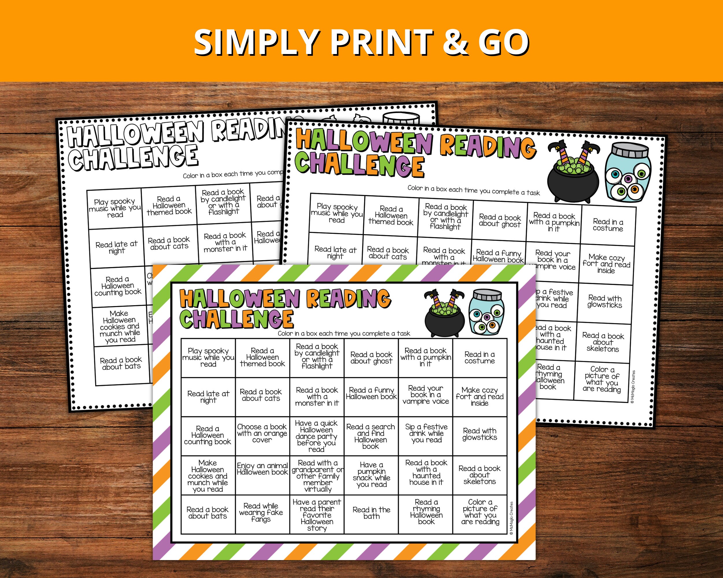 Halloween Reading Challenge for Kids, Printable Reading Challenge ...