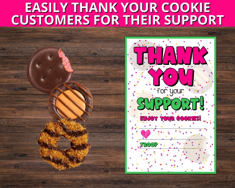 Editable Girl Scout Cookie Thank You Cards, Cookie Thank You Tags ...