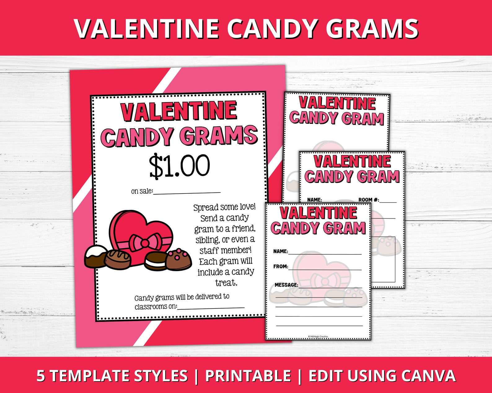 Valentines Day Candy Gram Fundraiser, Candy Gram Template, Candy Gram ...