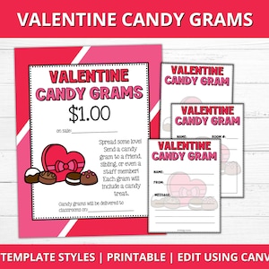 Valentines Day Candy Gram Fundraiser, Candy Gram Template, Candy Gram ...