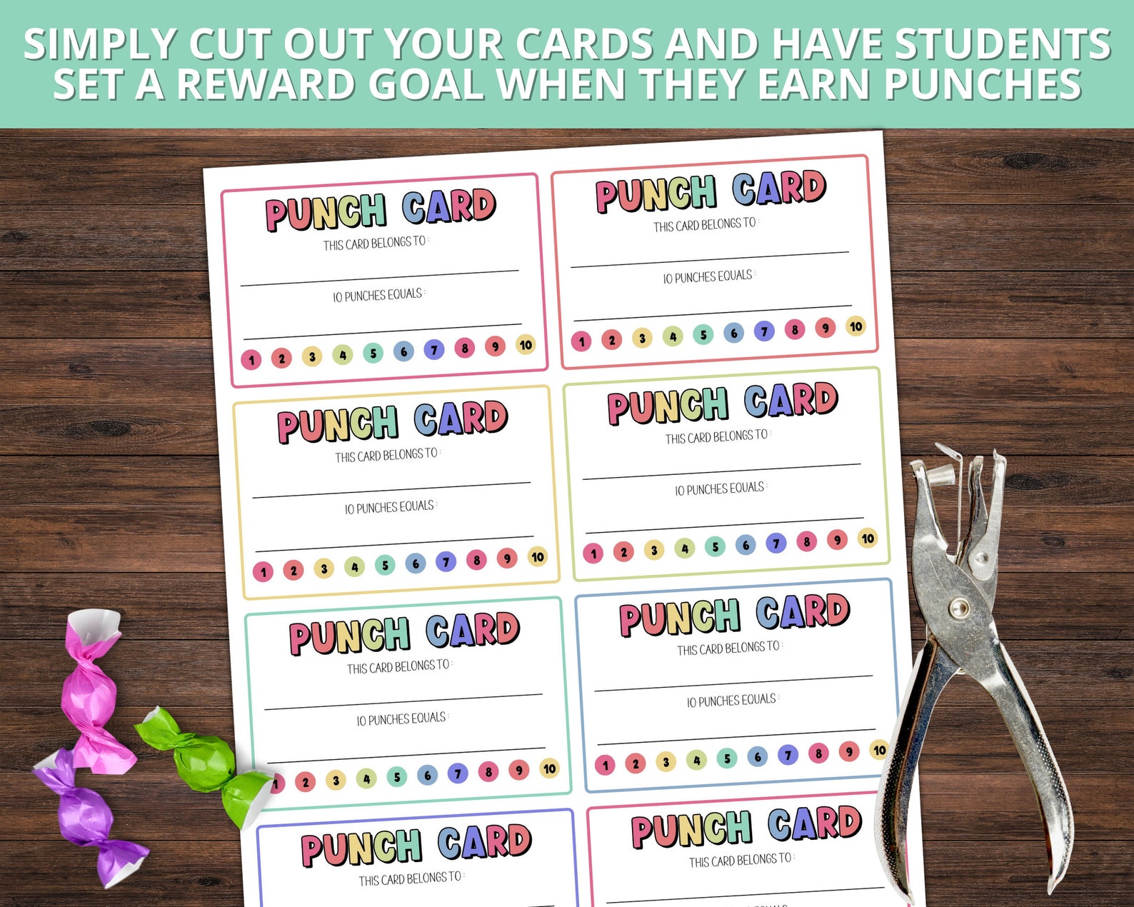 Classroom Reward Punch Cards Student Punch Cards Classroom - Etsy