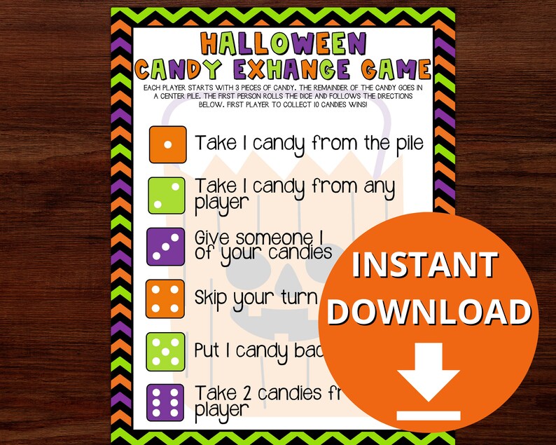 Halloween Candy Exchange Dice Game Candy Dice Game Printable - Etsy