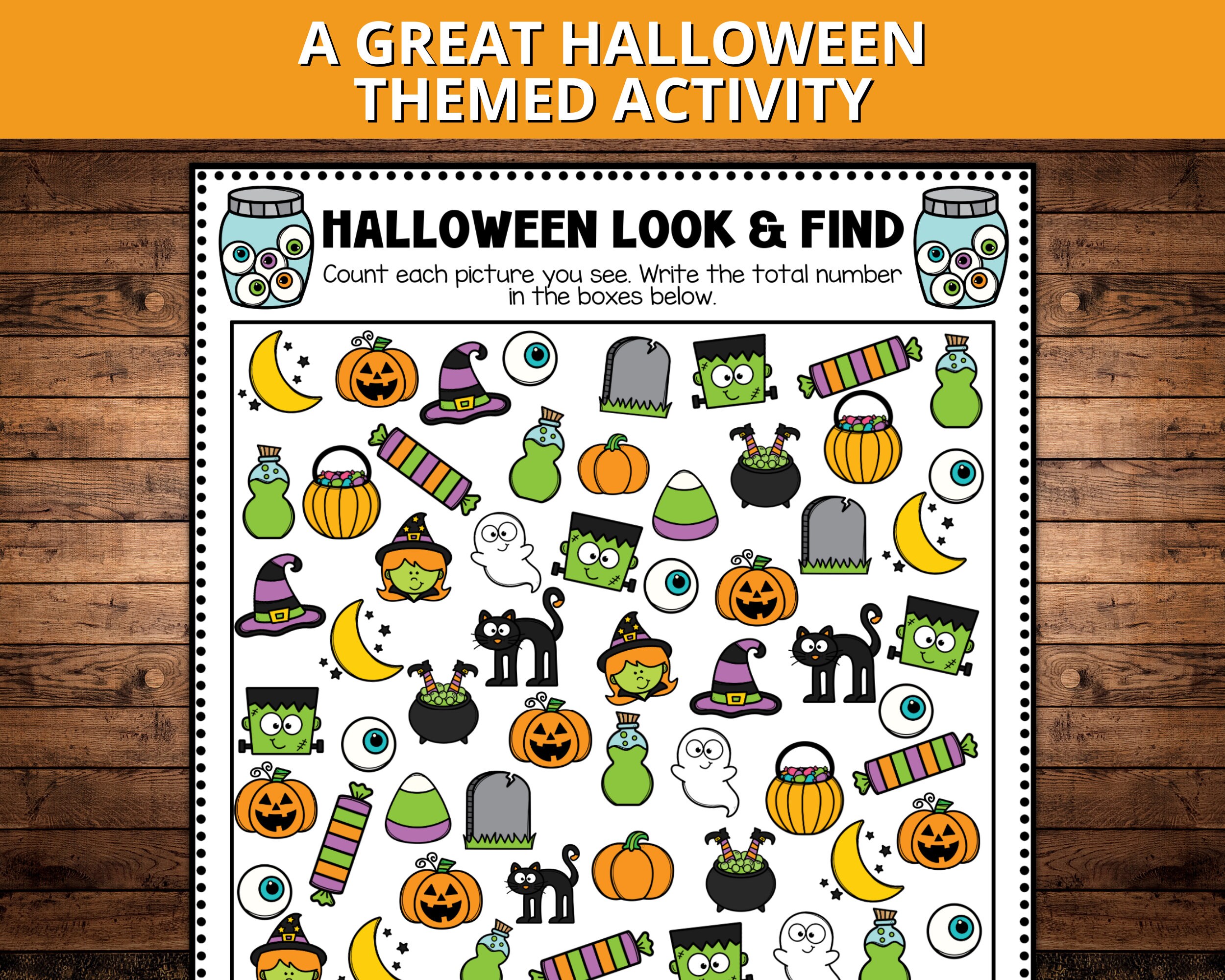 Halloween Look and Find Activity, Halloween Printable Games, Counting ...