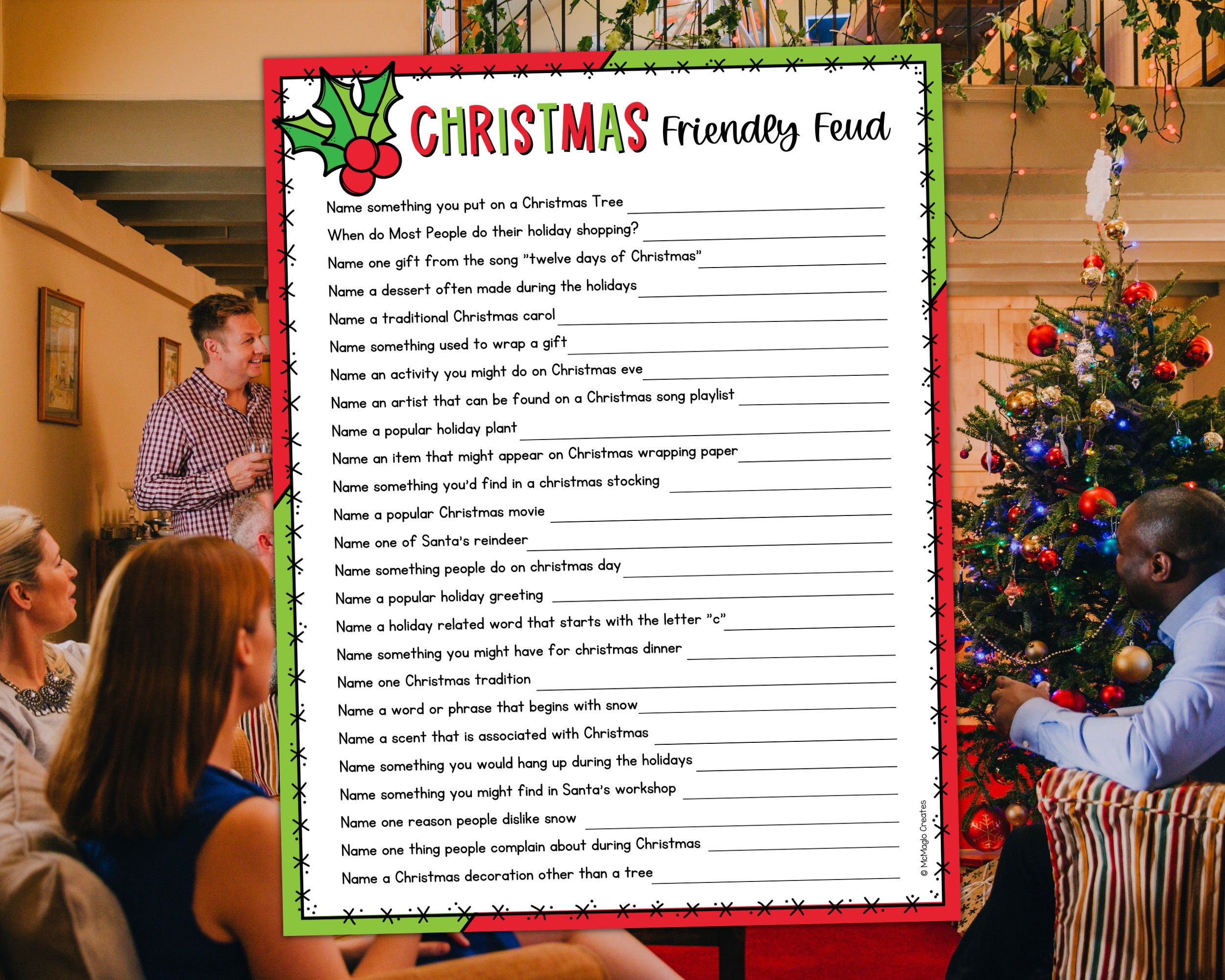 Christmas Friendly Feud Game Holiday Friendly Feud Christmas - Etsy