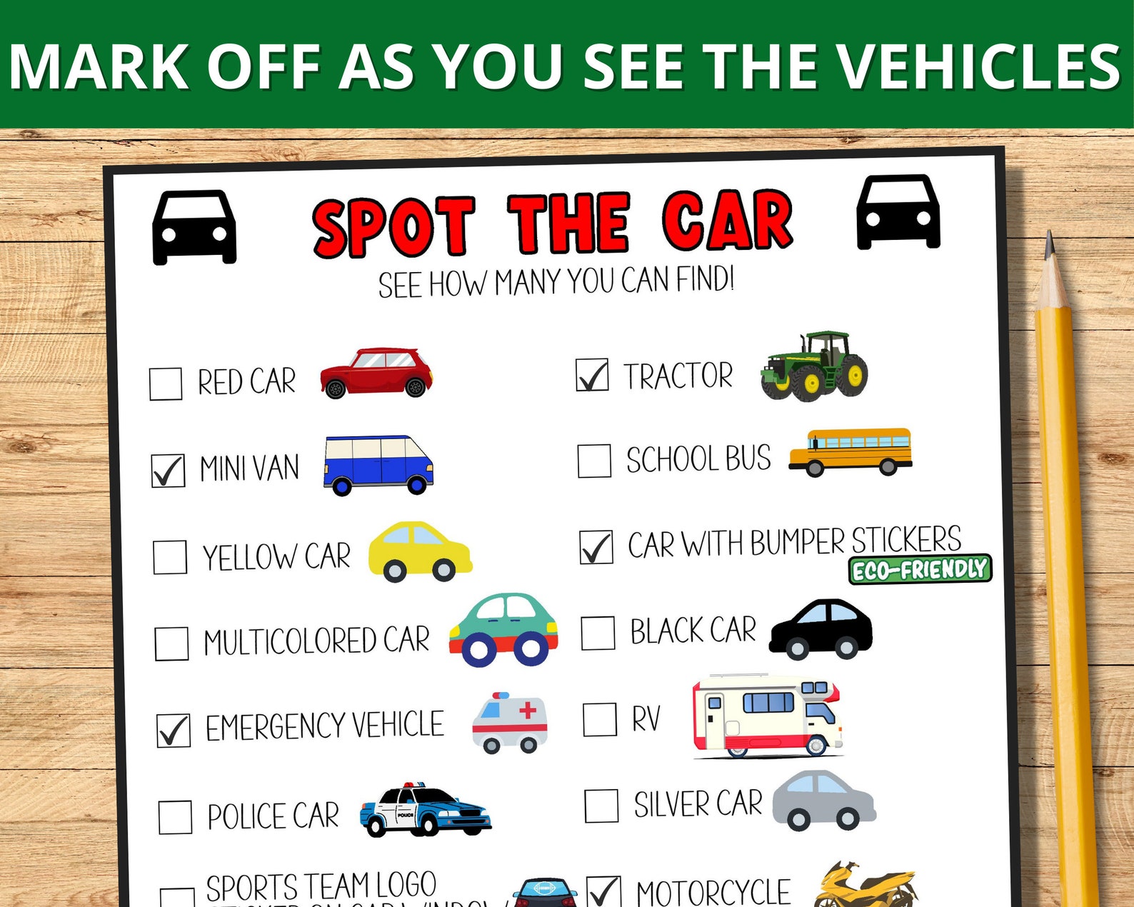Spot the Car Road Trip Game, Road Trip Scavenger Hunt Printable for ...