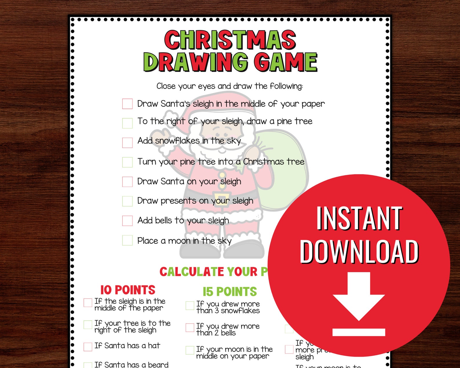 Christmas Drawing Game, Office Holiday Party Game, Christmas Family ...