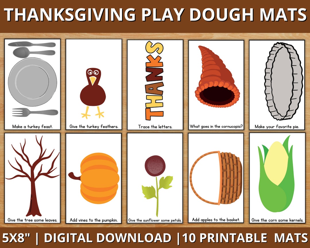 Thanksgiving Play Dough Mats Printable Play Dough Mats - Etsy
