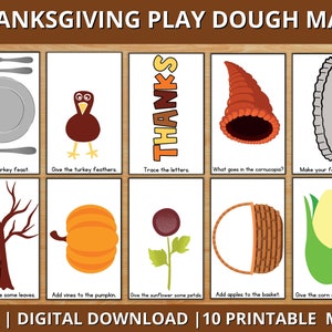 Thanksgiving Play Dough Mats Printable Play Dough Mats - Etsy