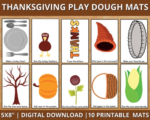 Thanksgiving Play Dough Mats Printable Play Dough Mats - Etsy