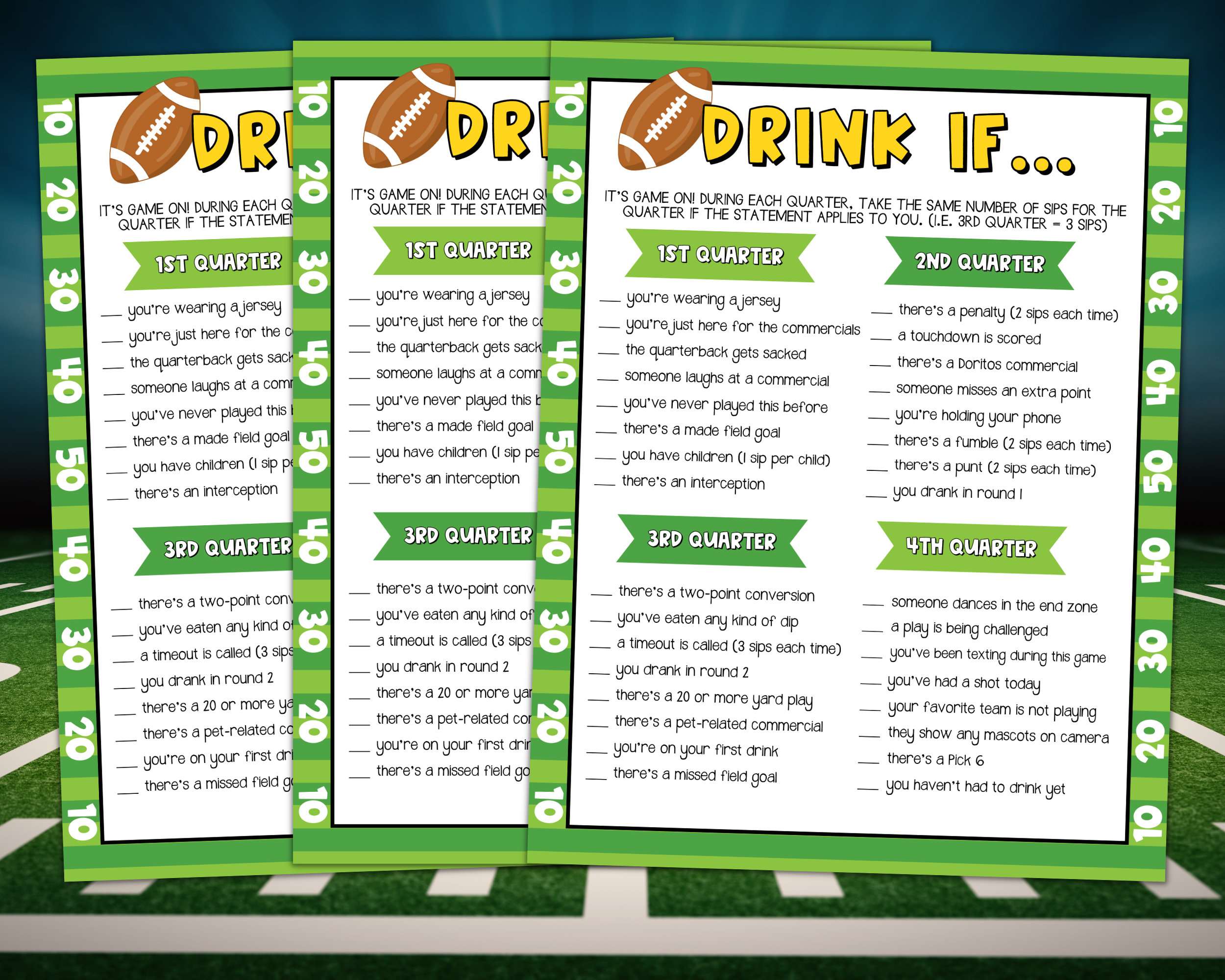 Football Drink If Game, Adult Drinking Game for Football Party - Etsy