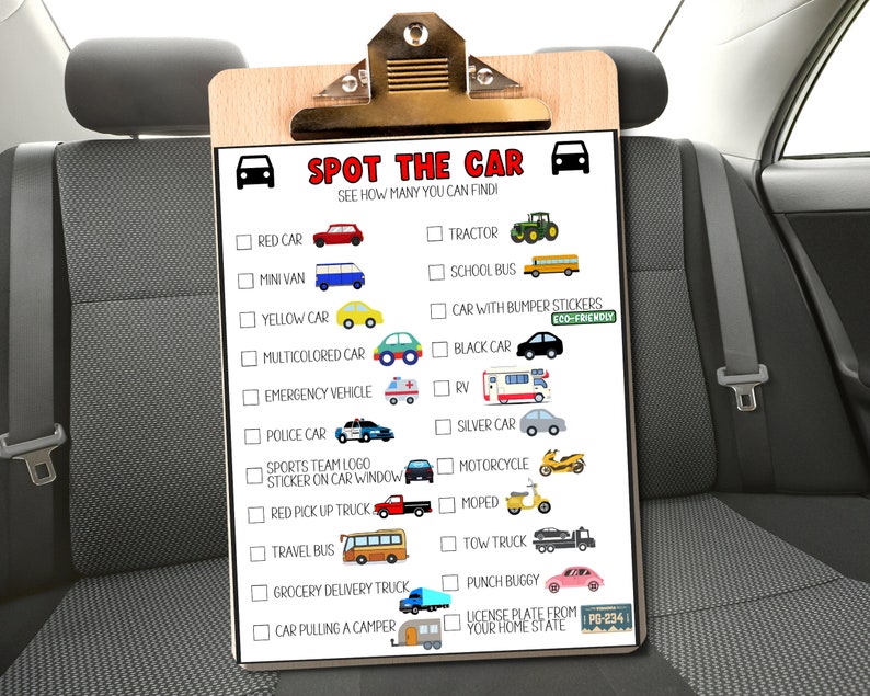 Spot the Car Road Trip Game, Road Trip Scavenger Hunt Printable for ...