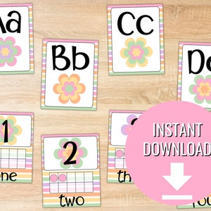 Pastel Rainbow Alphabet and Number Posters, Groovy Classroom Décor - Etsy