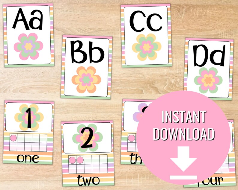 Pastel Rainbow Alphabet and Number Posters Groovy Classroom - Etsy