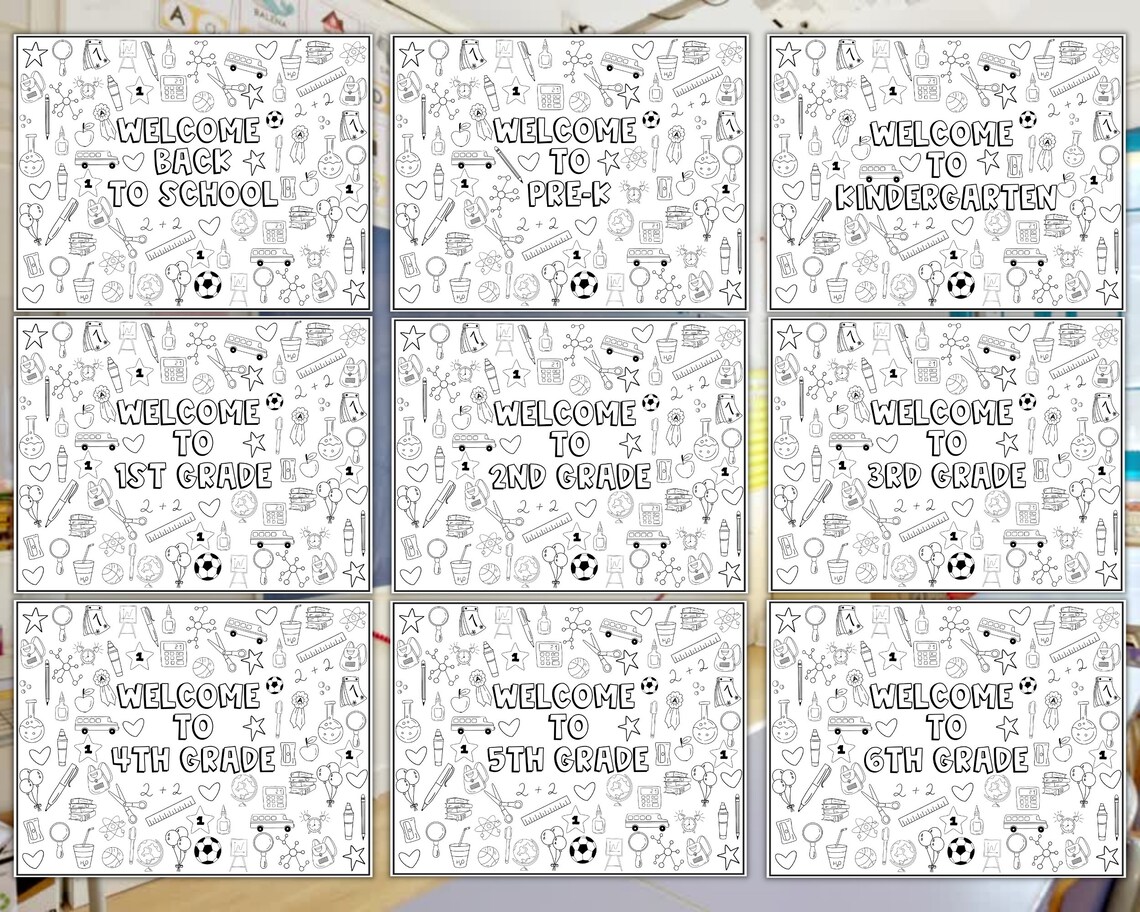 Back to School Coloring Pages Welcome Back to School Coloring - Etsy