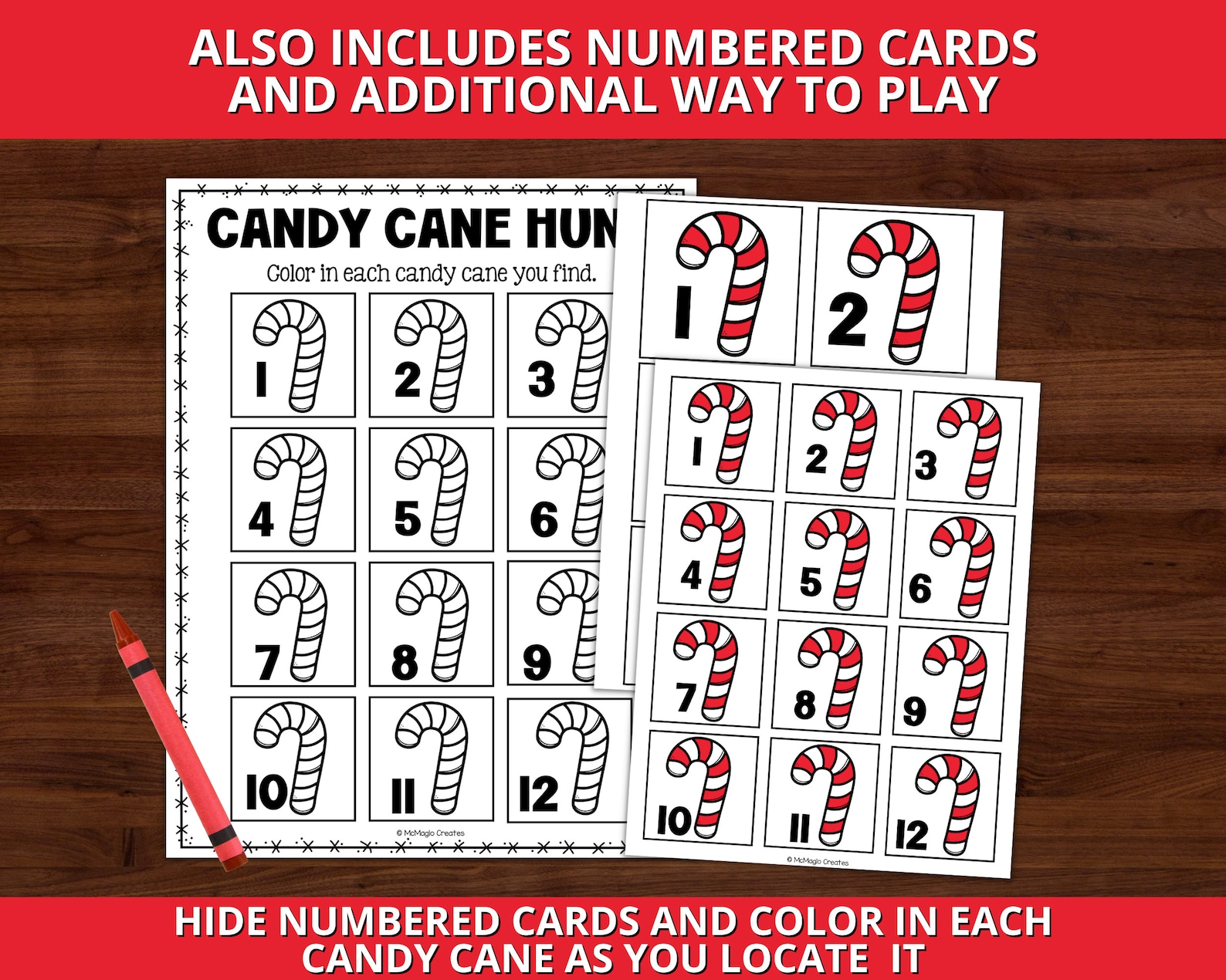 Printable Candy Cane Hunt Game, Candy Cane Scavenger Hunt, Holiday Game ...