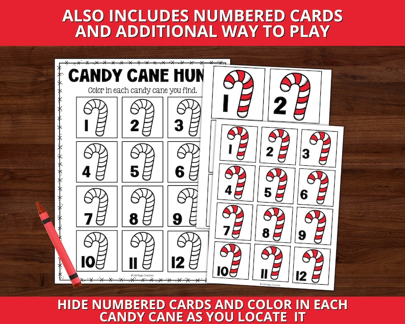 Printable Candy Cane Hunt Game, Candy Cane Scavenger Hunt, Holiday Game ...