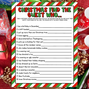 Christmas Find the Guest Who Game Adult Christmas Party - Etsy