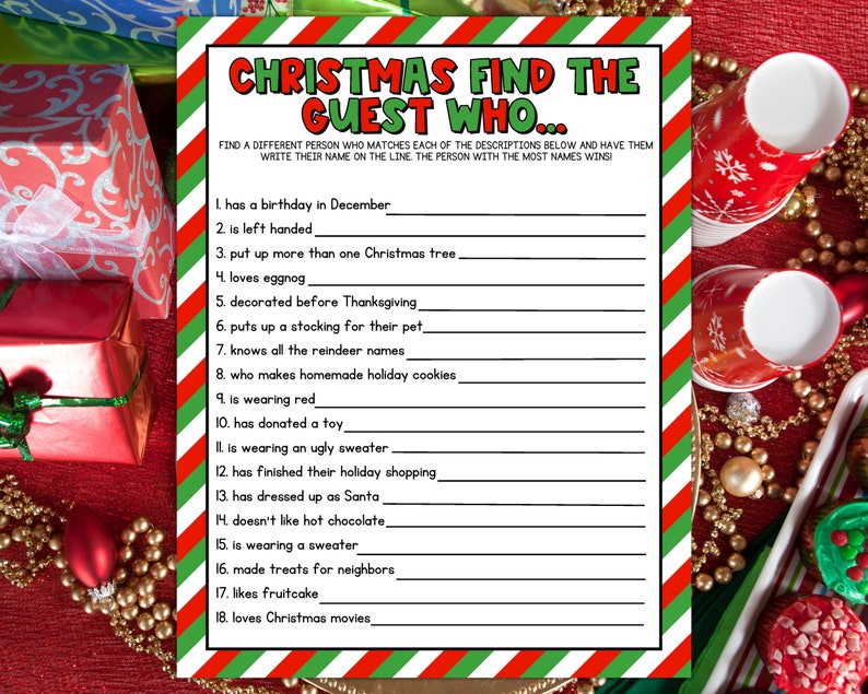 Christmas Find the Guest Who Game Adult Christmas Party - Etsy