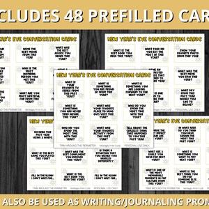 New Year's Eve Conversation Cards, New Year's Eve Party Game, New Year ...