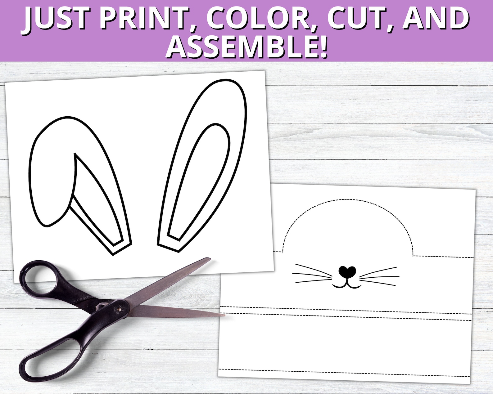 Easter Bunny Paper Crown, Bunny Ears Headband, Printable Easter Craft ...