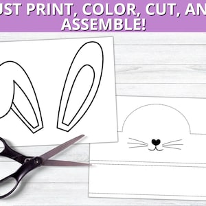 Easter Bunny Paper Crown, Bunny Ears Headband, Printable Easter Craft ...