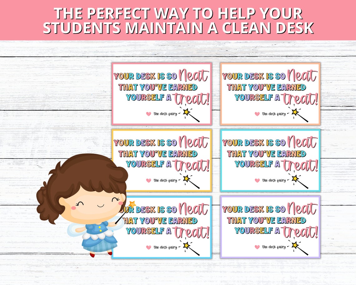 Desk Fairy Notes, Printable Desk Fairy Treat Cards, Desk Fairy Tags - Etsy