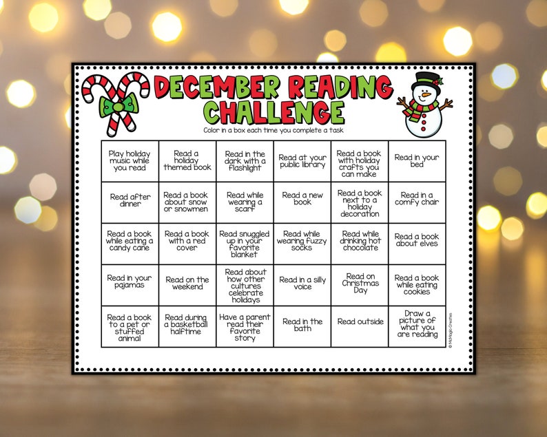 December Reading Challenge for Kids, Reading Printable Activities ...