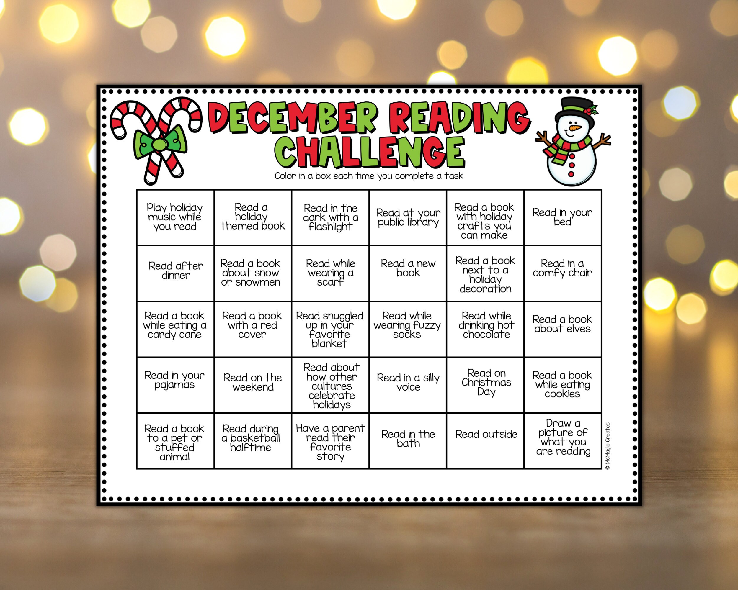 December Reading Challenge for Kids, Reading Printable Activities ...