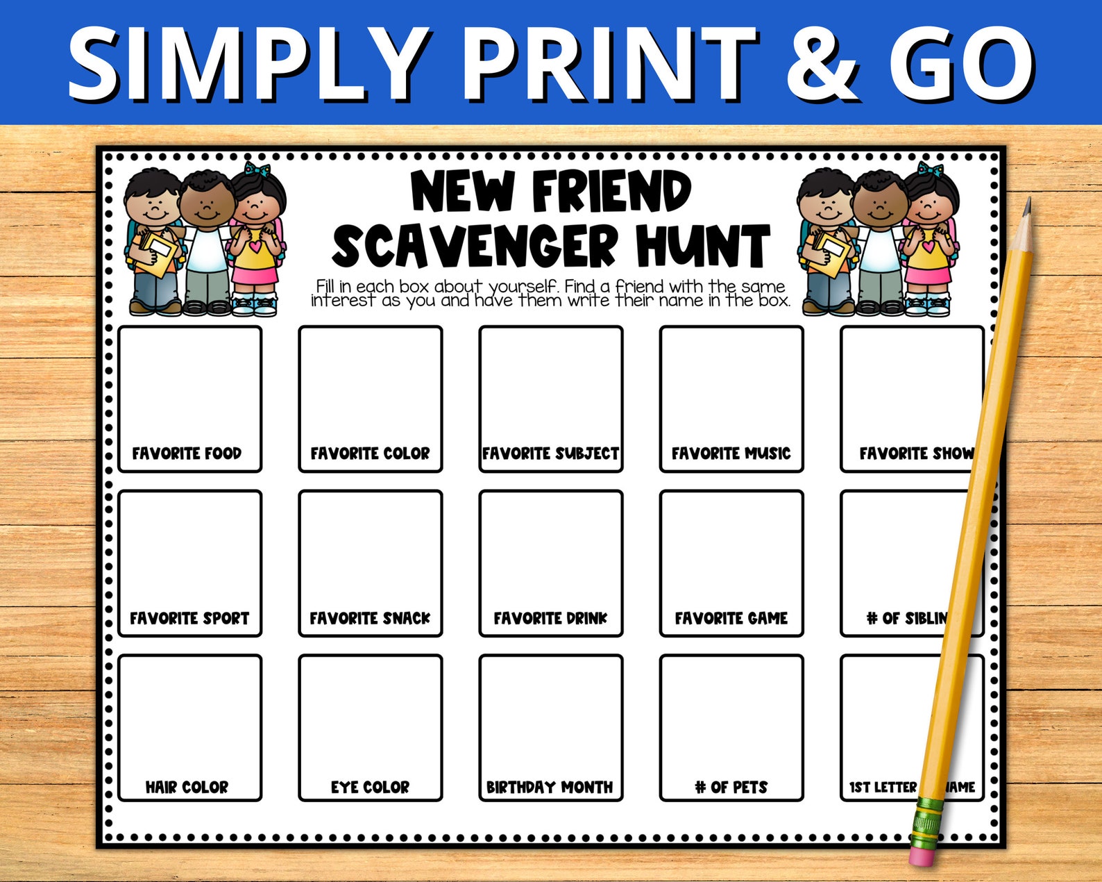 Back to School New Friend Scavenger Hunt, Find Someone Who Game ...
