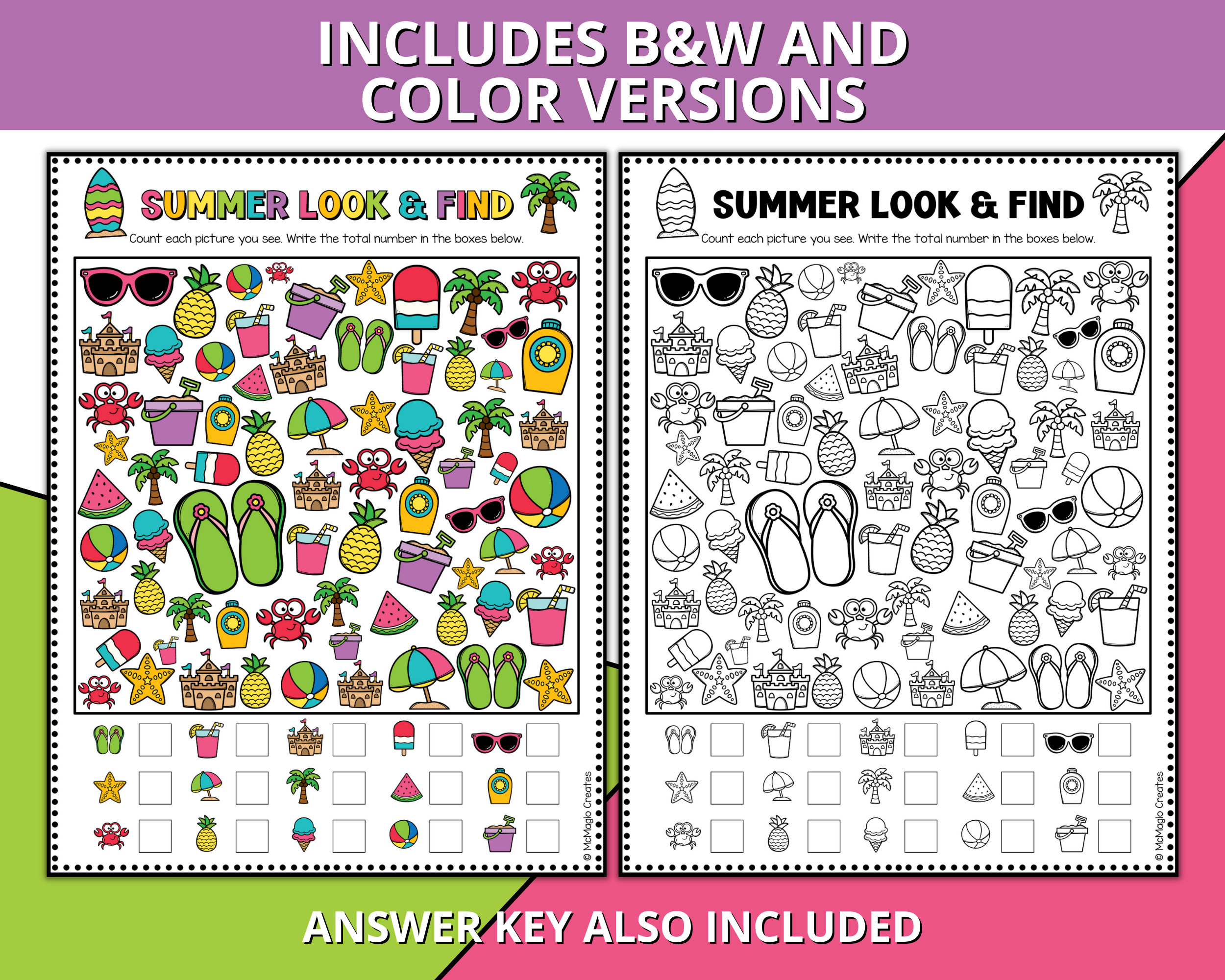 Summer I Spy Activity for Kids, Kids Summer Printable, Summer Themed ...