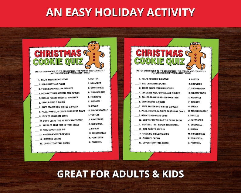 Christmas Cookie Quiz, Christmas Cookie Match Game, Christmas Party ...