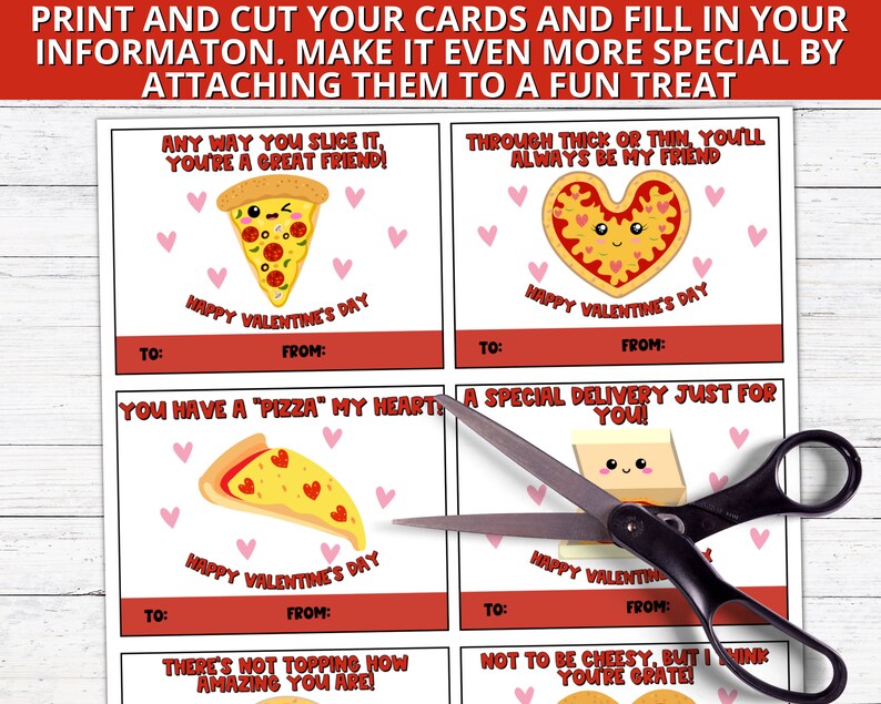 Pizza Valentine Cards, Valentine Classroom Exchange Cards, Valentine's ...