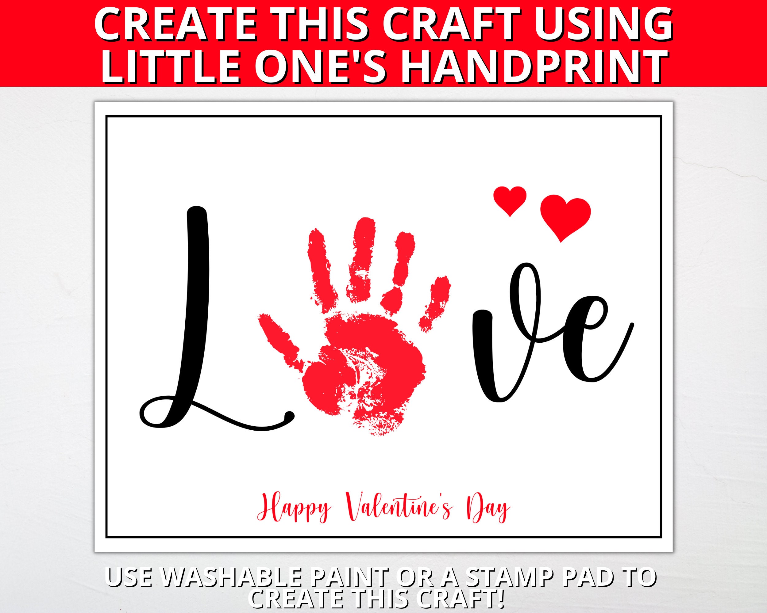 Valentine's Day Handprint Art, Love Valentine's Day Handprint Keepsake ...