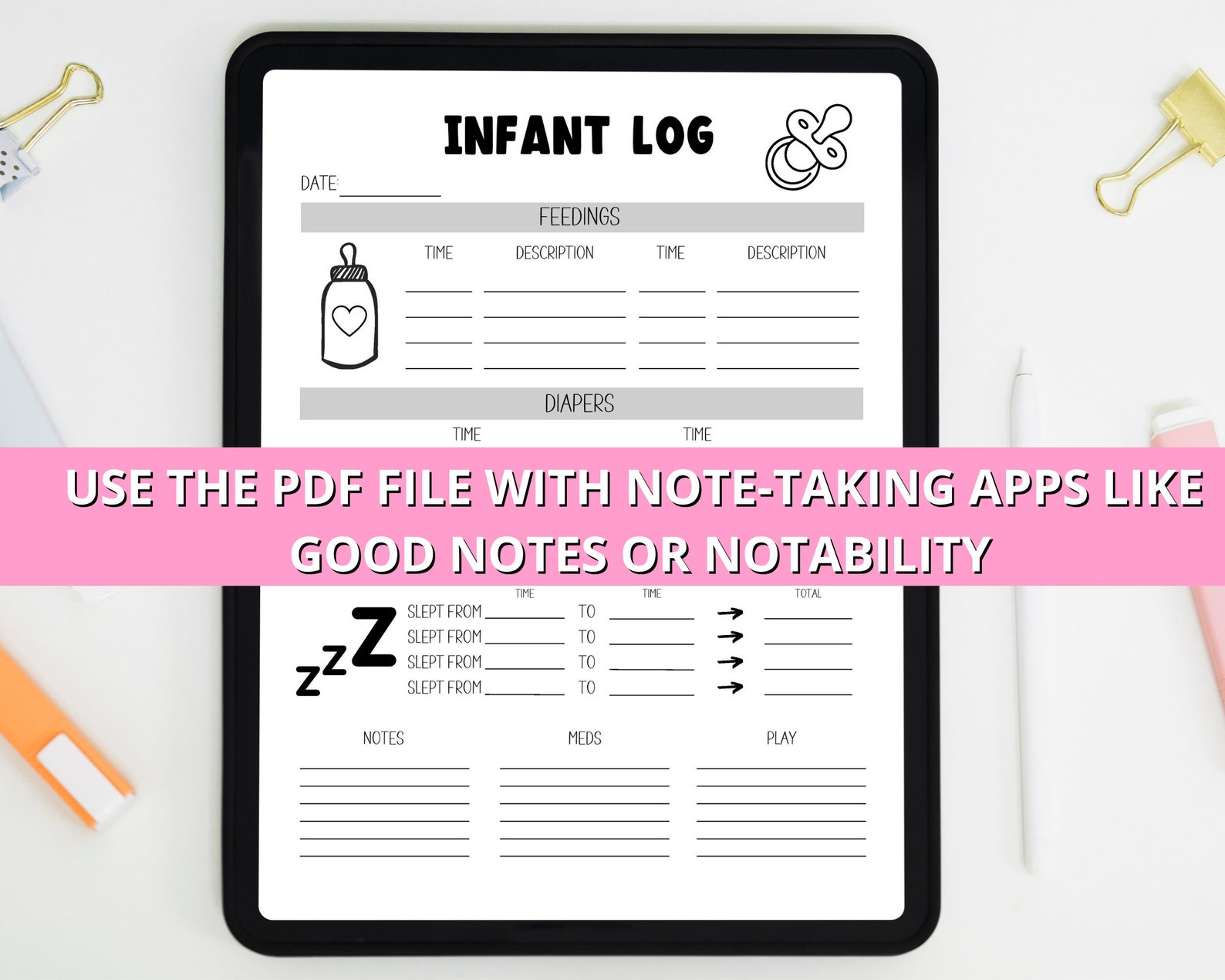 Infant Daily Log Printable, Baby Daily Log and Notes, Infant Daily ...