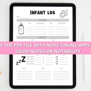 Infant Daily Log Printable, Baby Daily Log and Notes, Infant Daily ...