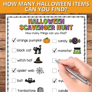 Halloween Scavenger Hunt, Printable Kids Halloween Party Games, Sensory ...