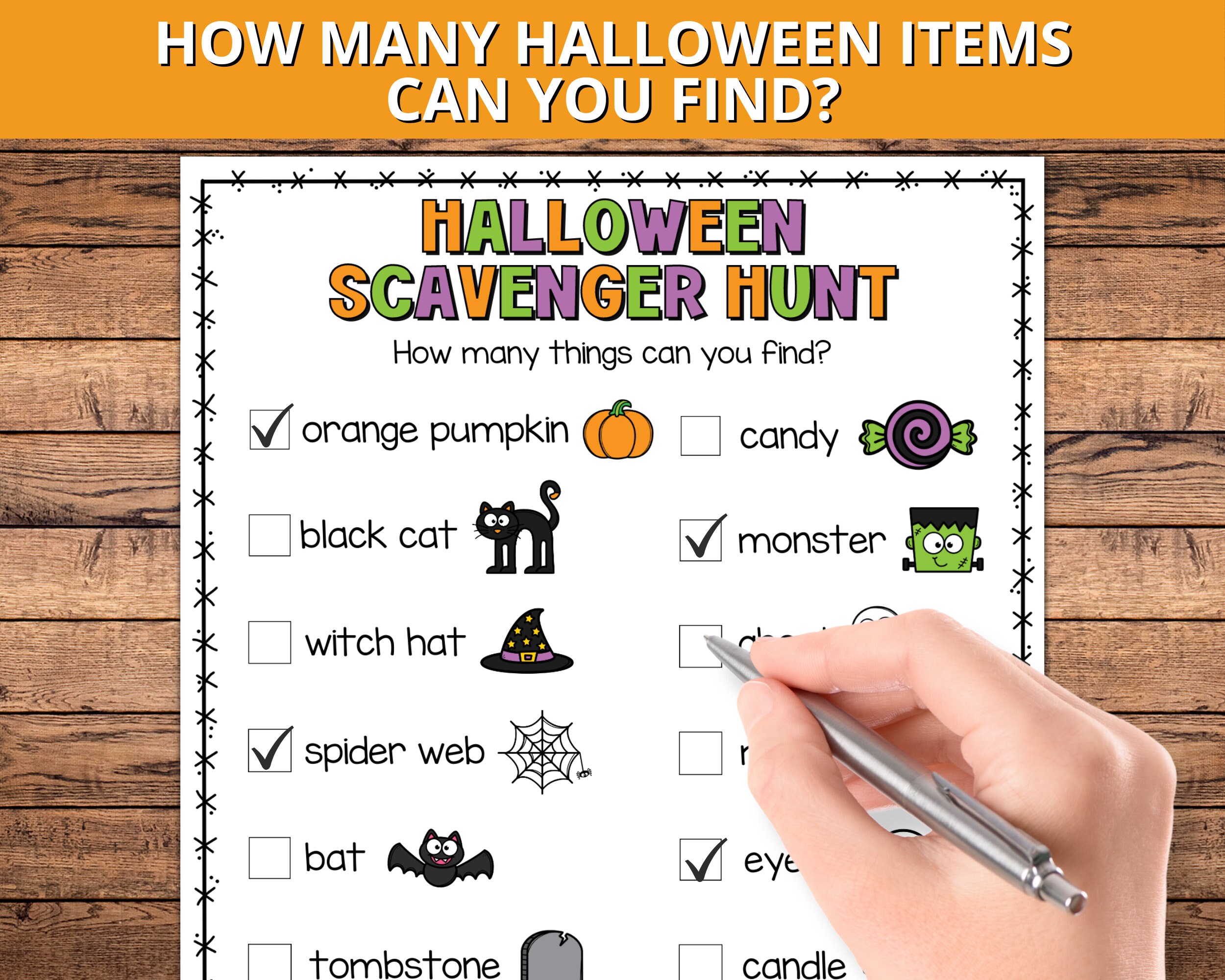 Halloween Scavenger Hunt, Printable Kids Halloween Party Games, Sensory ...