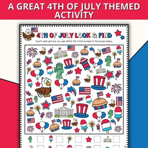 4th of July I Spy Activity, 4th of July Printable Activity for Kids ...