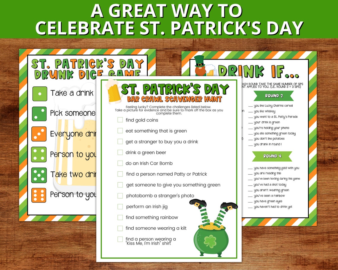 St. Patricks Day Drinking Game Bundle St. Patrick's Day - Etsy