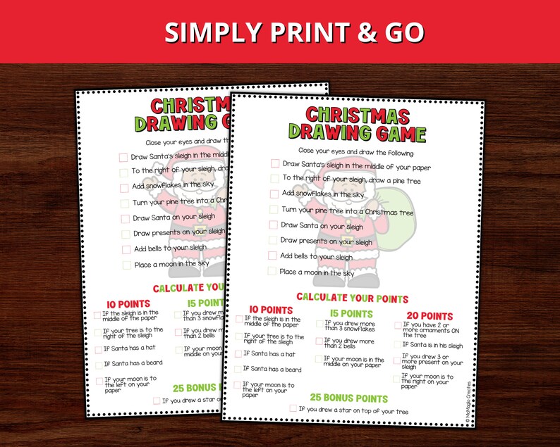 Christmas Drawing Game, Office Holiday Party Game, Christmas Family ...
