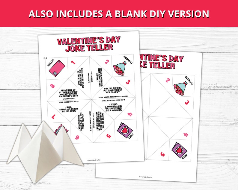 Valentine Joke Teller, Valentine Cootie Catcher Printable - Etsy
