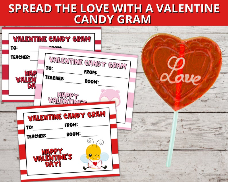 Valentine Candy Gram Tags, Valentine's Day Fundraiser for PTO ...