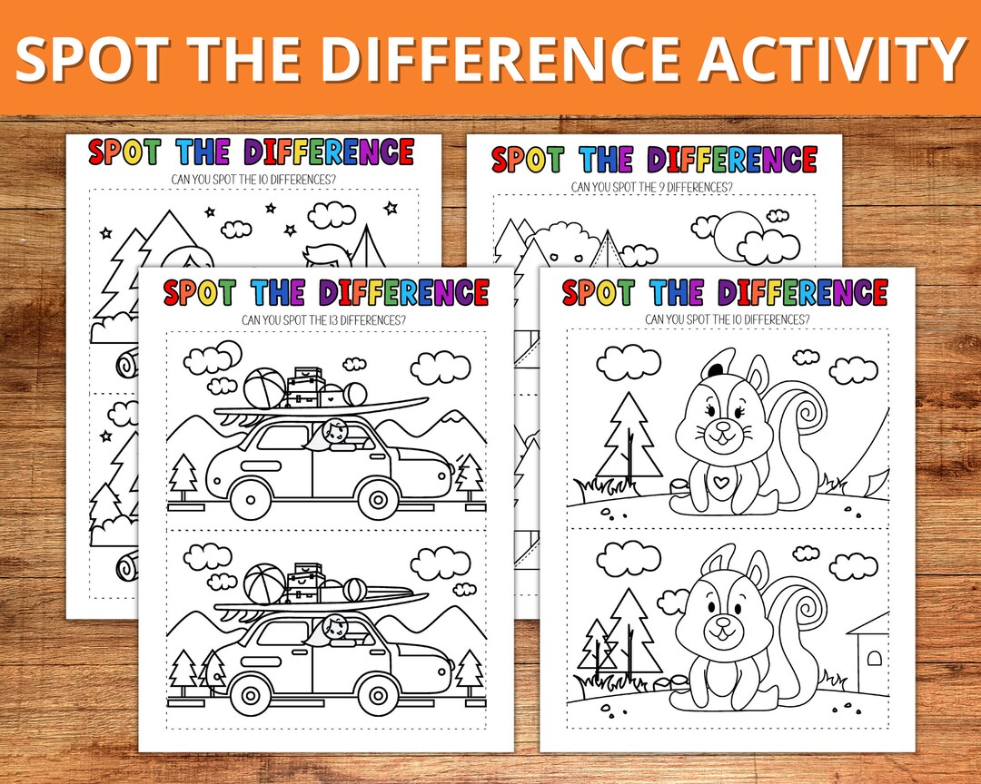 Spot the Difference Game for Kids, Kids Travel Games, Printable ...