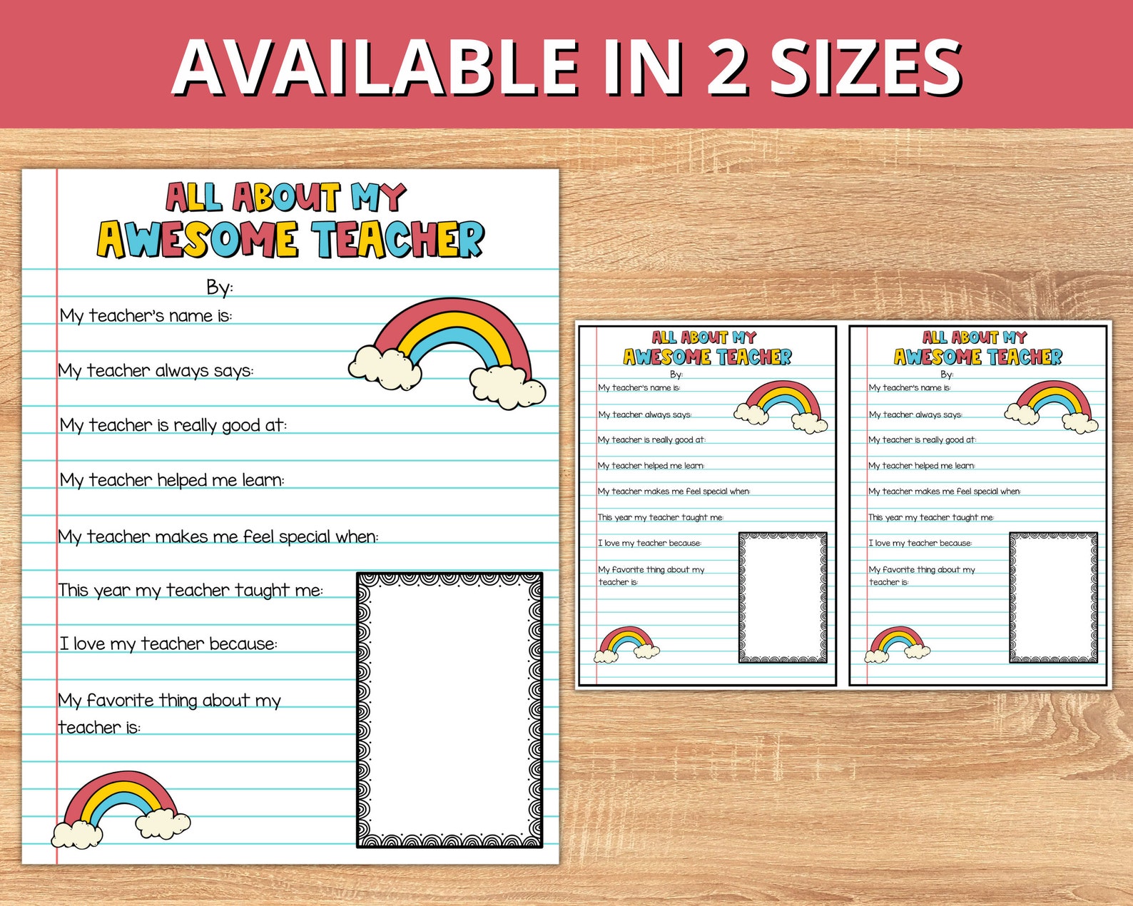 All About My Teacher Questionnaire, Teacher Appreciation Week Printable ...